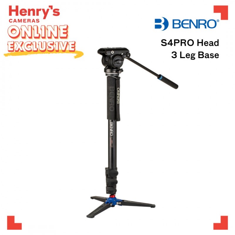 Benro S4 Pro Monopod Kit A48FDS4PRO Alum. Monopod 3-Leg Base S4 Pro ...